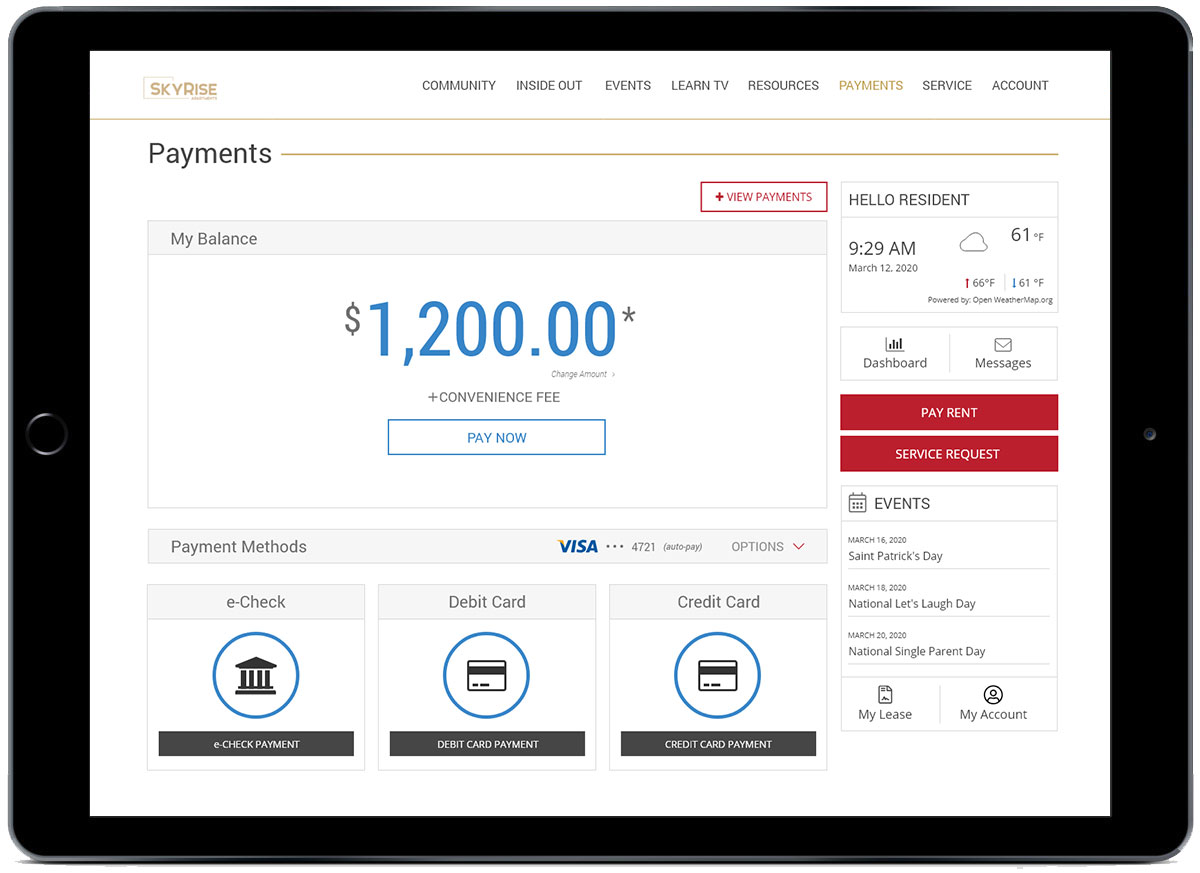 Online Rent Payments for Multifamily Housing | 365 Connect